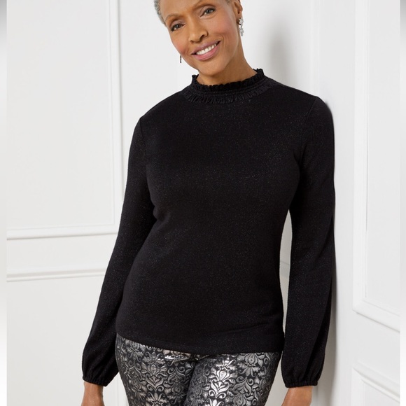 Talbots | Tops | Nwt Talbots Tie Back Smocked Top In Black | Poshmark